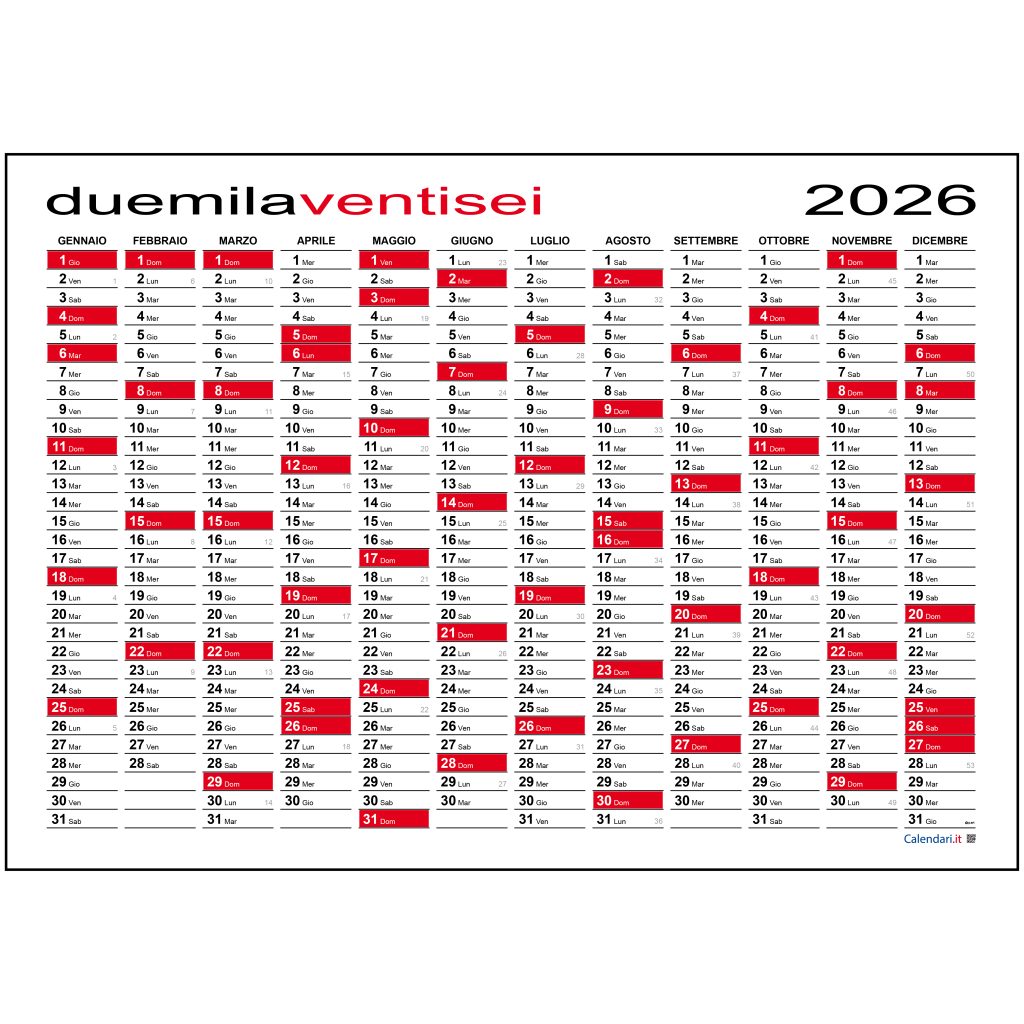 Calendario 2026 planner planning muro maxi per ufficio calendari.it