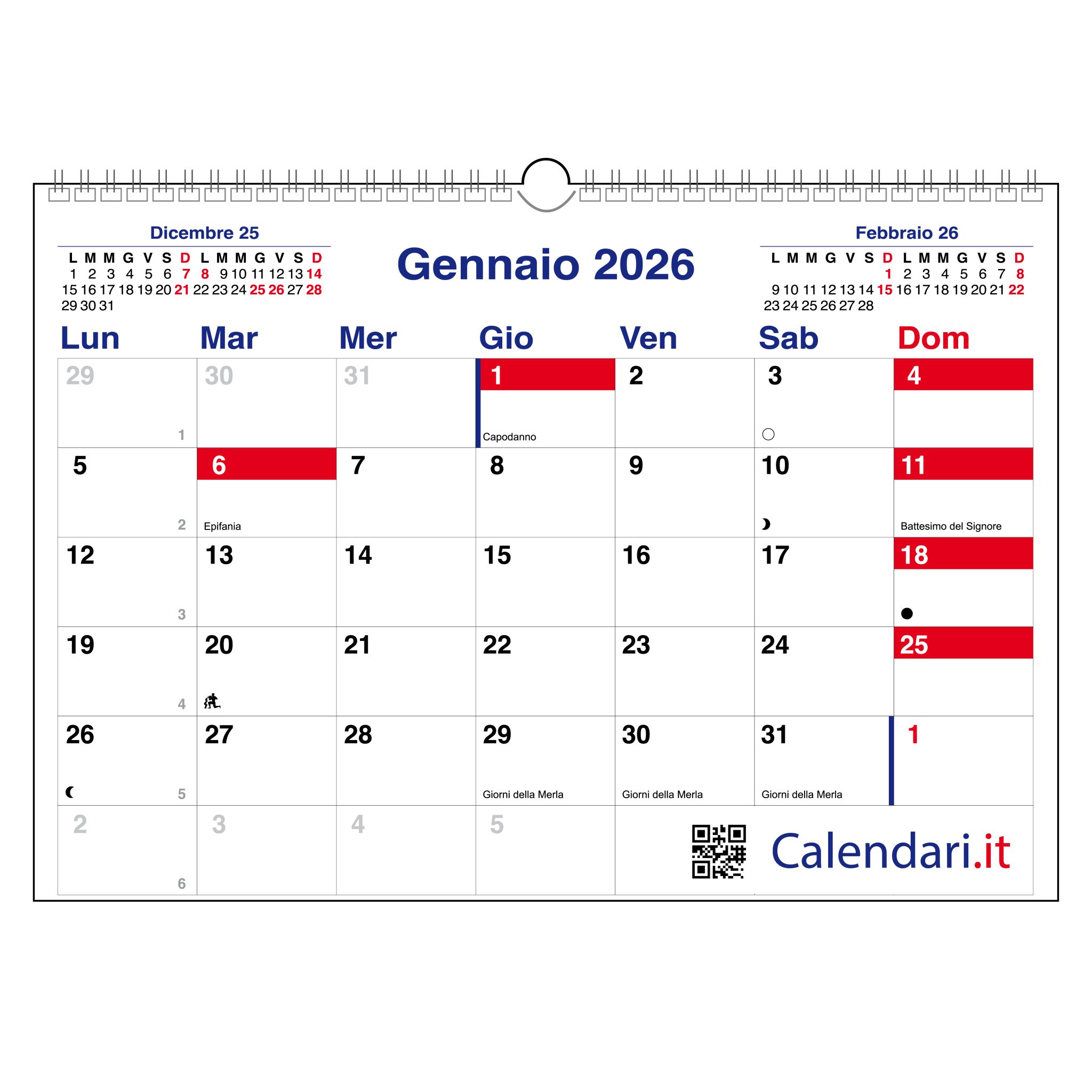 Calendario 2026 planner planning muro maxi per ufficio calendari.it