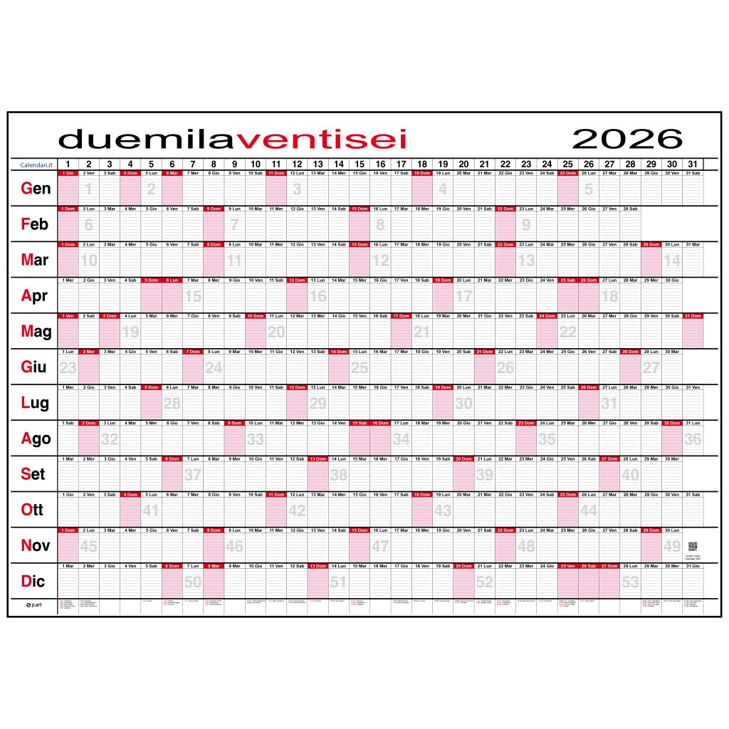 Calendario 2026 planner planning muro maxi per ufficio calendari.it